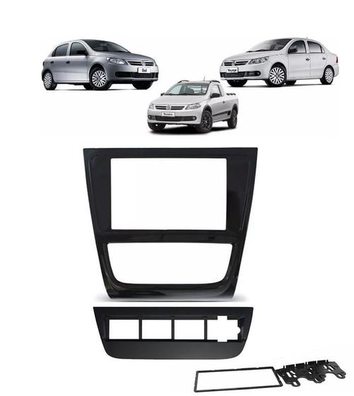 Moldura Painel DVD 2 Din MP5 Central Multimidia VW Gol Saveiro Voyage G5 Suporte 4 Botões Black ...