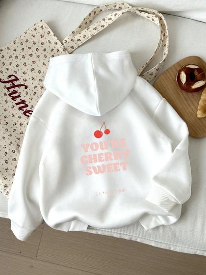 Moletom Feminino Rosa com Capuz e Estampa "You're Cherry Sweet ...