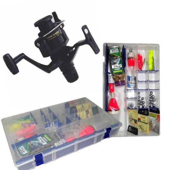 Molinete Shimano IX 1000 R + Kit Super Pesca - Estojo Linhas Anzóis e ...