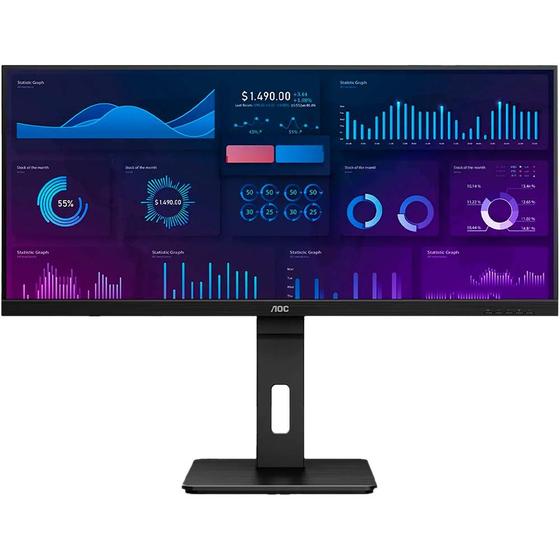 Monitor aoc dp q34p2 34 polegadas ultrawide ips e base ajustável 75hz ...