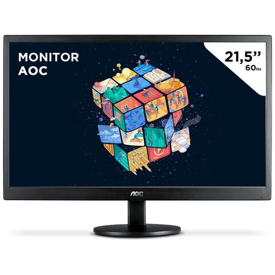 Monitor AOC LED 21.5 FULL HD 60Hz 5ms VGA HDMI TN Anti-Reflexo Preto E2270SWHEN - Monitor para ...