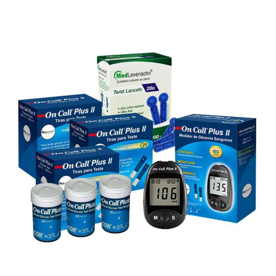 Monitor de Glicose + 150 Tiras de Glicose + 100 Lancetas - On Call Plus ...