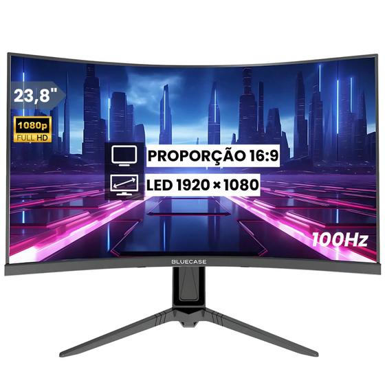 Monitor Gamer Full HD Com Tela Curva De 23,8" Polegadas Anti Reflexo ...