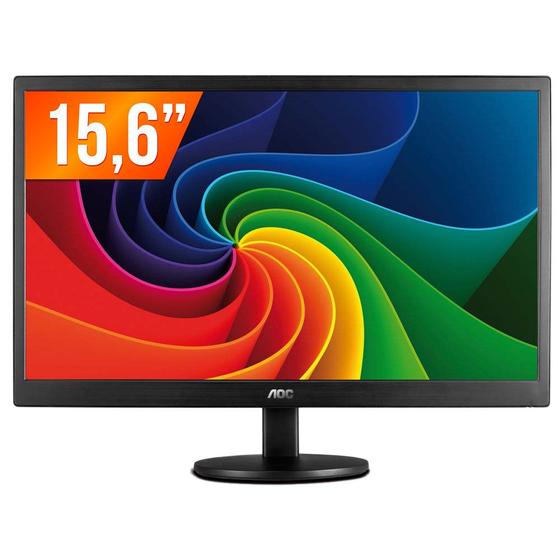 Monitor LED 15.6" HD AOC 60Hz 8ms VGA E1670SWU/WM Preto Bivolt - Monitor para Computador ...