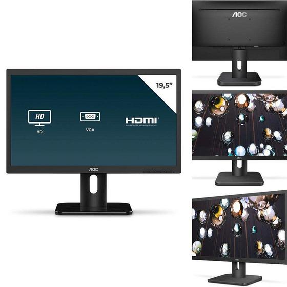 Monitor Led Aoc 20E1H 19,5 Pol HDMI VESA - Preto - Bivolt - Monitor ...