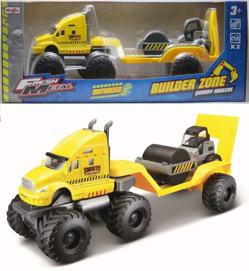 Monster Semi Truck + Trailer + Trator c/ Rolo Compressor Cinza ...