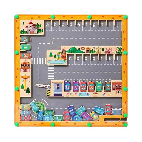 Montessori Alfabeto Magnético Labirinto Quebra-cabeça Para Crianças ...