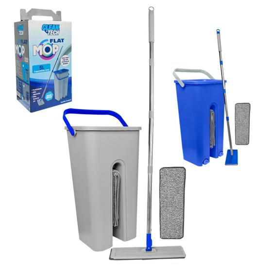 Mop Balde Multiuso Com Dois Refis Lava e Seca Cabo Inox Esfregão Balde ...