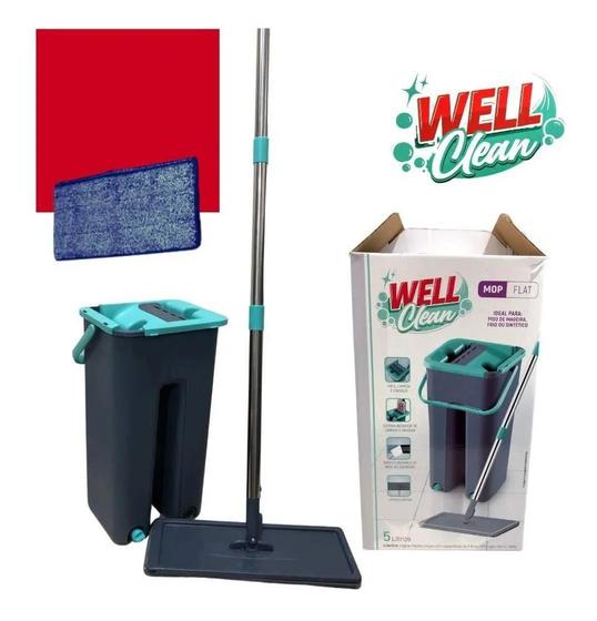 Mop Flat Multiuso Balde Duplo 5L e Esfregão Microfibra C/ 2 refis Cinza ...