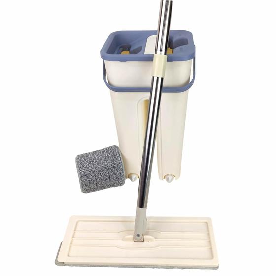 Mop Flat Rodo Esfregão Multiuso Giratório Microfibra Com Balde Lava ...