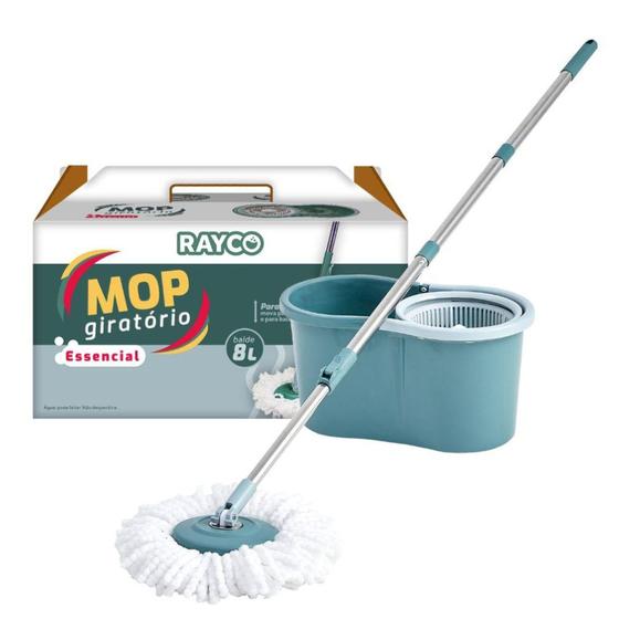 Mop Giratório 360 Fit com Balde Centrífuga Esfregao Cabo Inox e ...