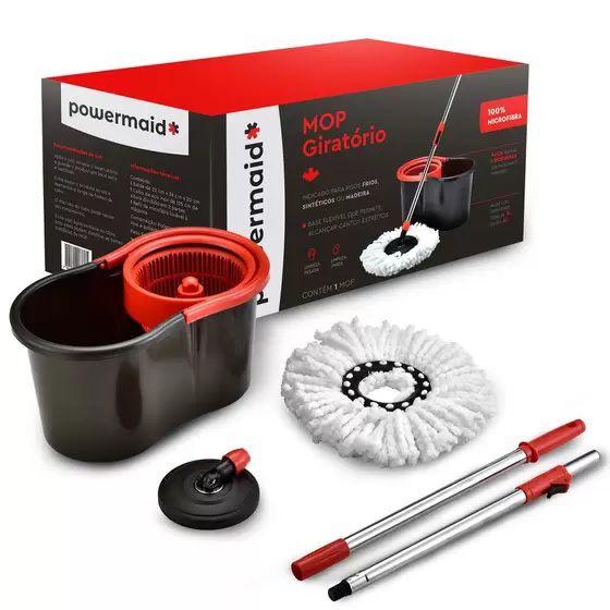 Mop Giratório Esfregão Limpeza Base Flexível 360º Powermaid - CAMESA ...