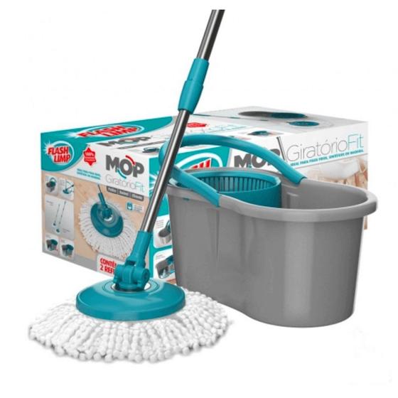Mop Giratorio Flash Limp Fit 360 Spin Extensível 1,28m Microfibra ...