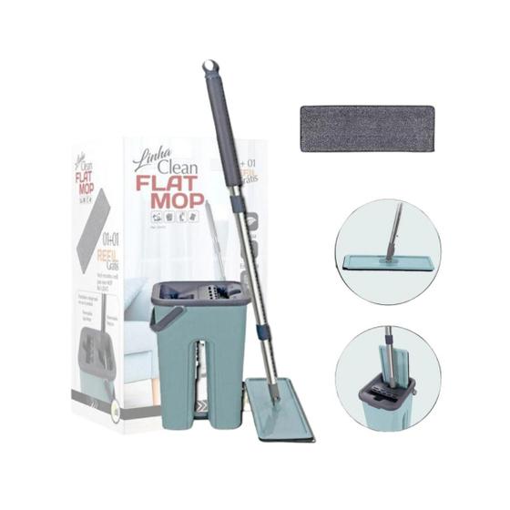 Mop Lava Seca Flat + Refil Extra Multiuso Vertical Esfregão - 123 útil ...