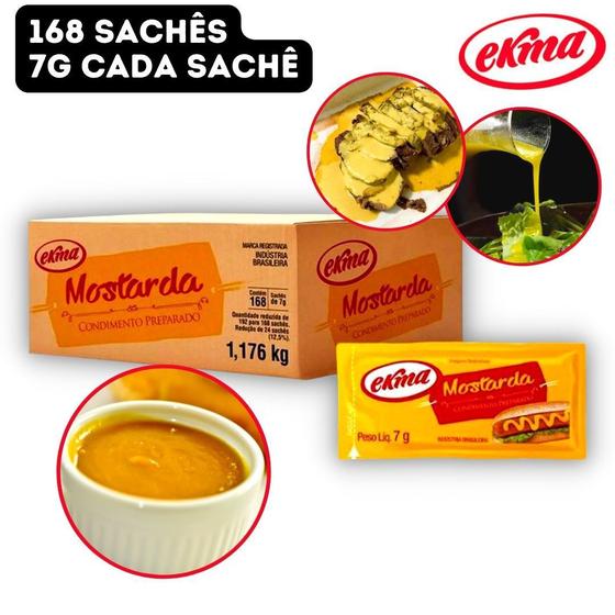 Mostarda Molho Lanche Salada Sachê 7g Ekma - CX 168 Sachês - Molho para Salada - Magazine Luiza