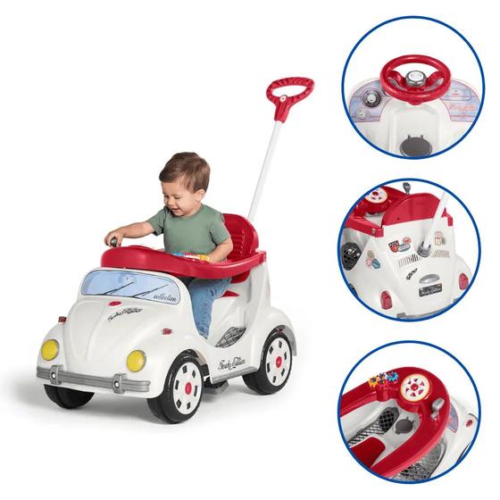 Motoca Infantil Som Haste Passeio Pedal Fusca Fouks Branco - CALESITA ...