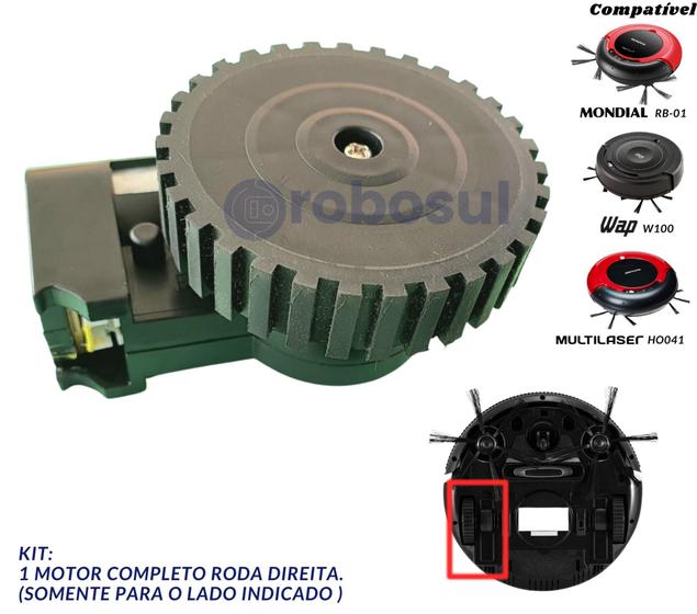 Motor Completo da Roda Direita Para Robô Mondial RB01 Multilaser HO041 ...
