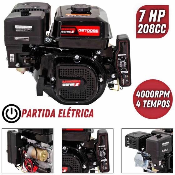 Motor Estacionário Kawashima GE 700-BE À Gasolina 7cv 4 Tempos 208cc Potente Sem Embreagem ...