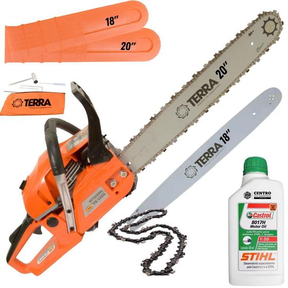 Motor Serra Moto Serra Motosserra Com ÓLEO STIHL Á Gasolina 2T 52cc 2,5HP 11.000RPM Sabre 20” e ...