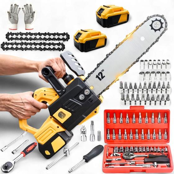 Motosserra Elétrica 12 Polegadas 48V, 2 Baterias, 2 Correntes ...