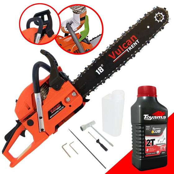 Motosserra Vulcan VSL550 Á Gasolina 2T 55CC 3HP 11.000RPM Modelo Completo Com Sabre 18 Polegadas ...