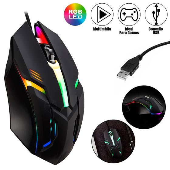 Mouse Gamer Barato Com Fio Led Rgb Usb 1200dpi Pc E Notebook - Altomex - Mouse Gamer - Magazine ...