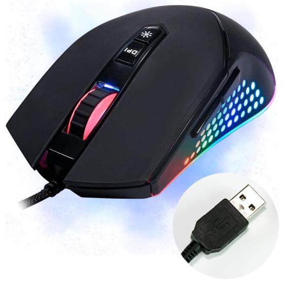 Mouse Gamer Clanm King Profissional Alta Performance Resposta de 7000 FPS Até 10000DPI Com Led ...