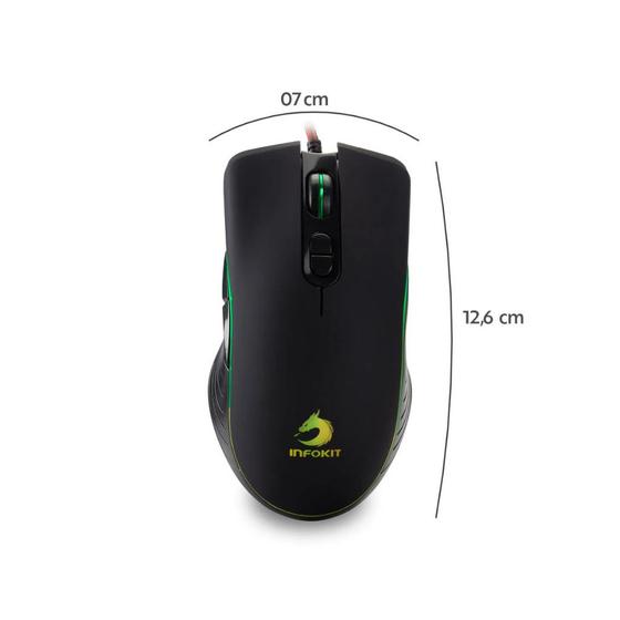 Mouse Gamer Com Botoes Laterais e Led Para Jogar - Infokit - Mouse Gamer - Magazine Luiza