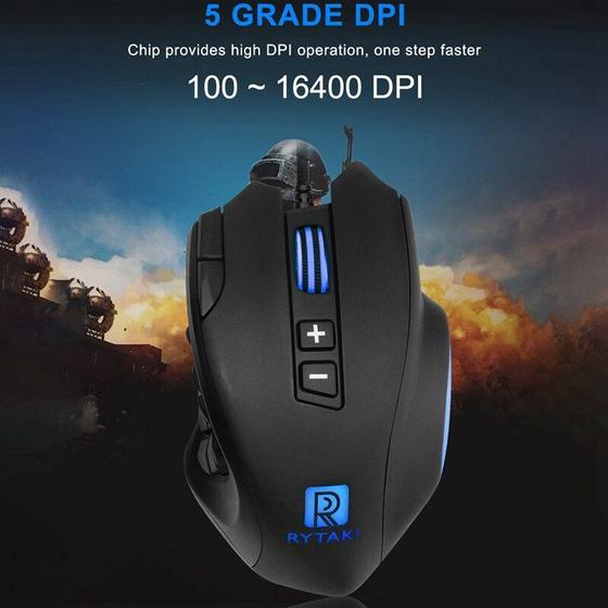 Mouse Gamer com Fio USB 16400 DPI - 16 Botões Programáveis, Ergonomia e ...