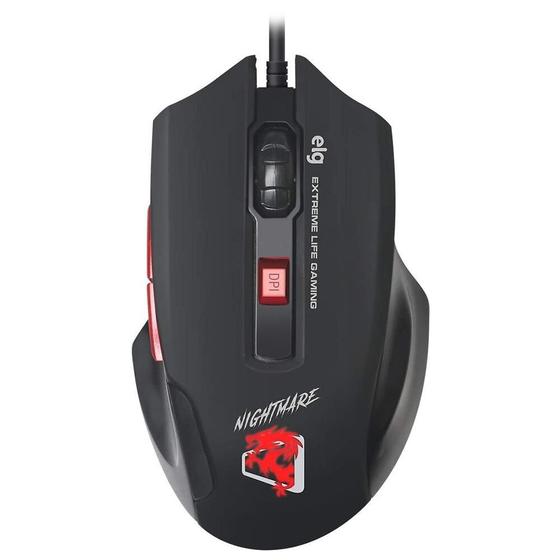 Mouse Gamer Elg Night Mare MGNM 6 Botoes 7 Cores 4800DPI - Preto ...