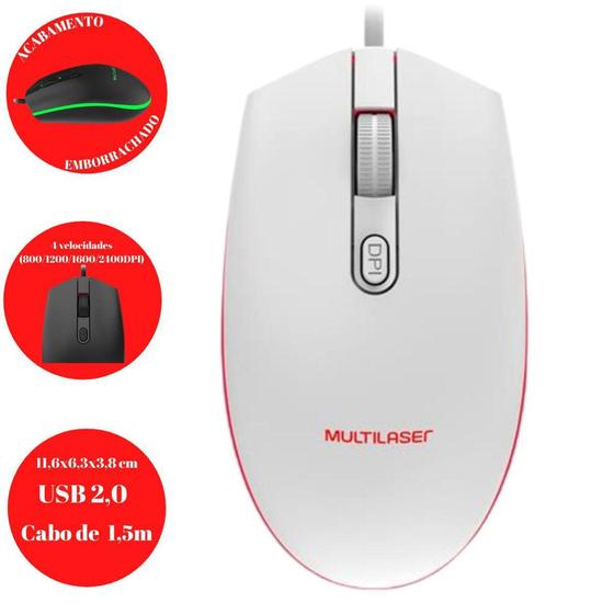Mouse gamer multilaser 2400dpi led 7 cores branco - mo299 - Mouse Gamer - Magazine Luiza