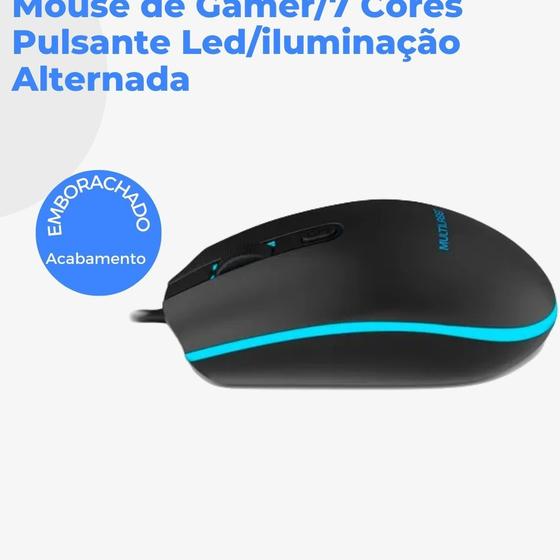 Mouse Gamer Multilaser 2400dpi Led 7 Cores Branco/Preto - MO298 - Mouse Gamer - Magazine Luiza
