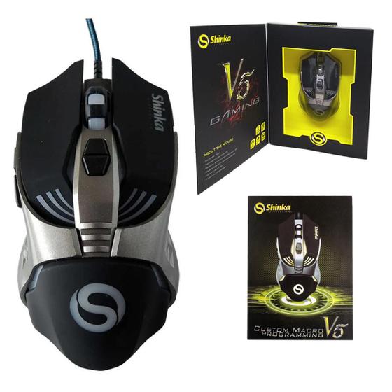 Mouse Gamer Optico Usb Led Rgb 4000 Dpi V5 Shinka 7 Botões - Mouse ...