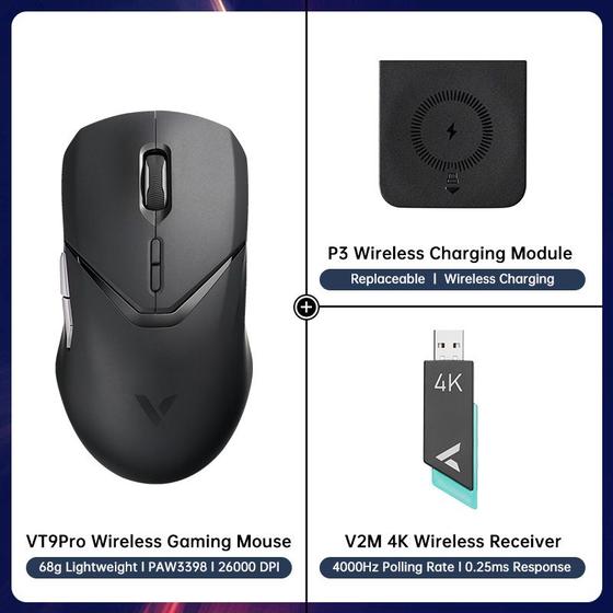 Mouse Gamer Rapoo VT9 PRO com Receiver 4k e modulo de carregamento sem fio - Kit Teclado e Mouse ...
