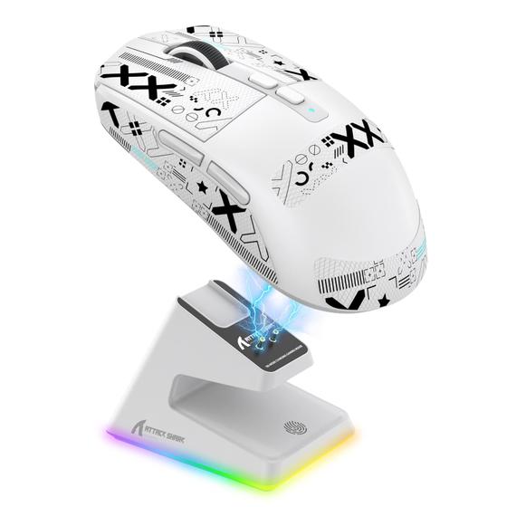 Mouse Gamer Sem Fio ATTACK SHARK X6 - 26K DPI - RGB Branco - Mouse ...