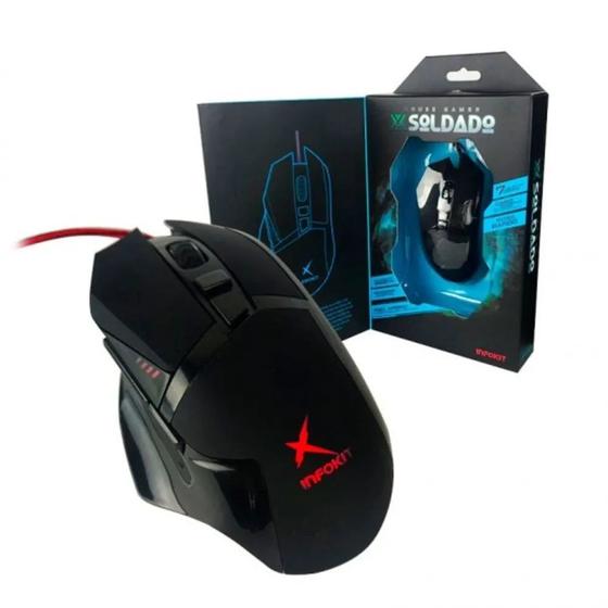 Mouse Gamer USB 2400DPI LED RGB Botões Laterais GM-601 - Infokit - Mouse Gamer - Magazine Luiza