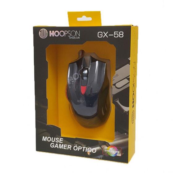 Mouse Gamer Usb Hoopson GX-58 Com Led 2400DPi - Mouse Gamer - Magazine Luiza