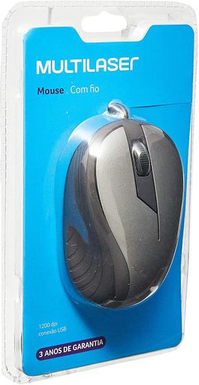 Mouse Multilaser Emborrachado Cinza E Preto Com Fio Usb - MO225 - Mouse ...