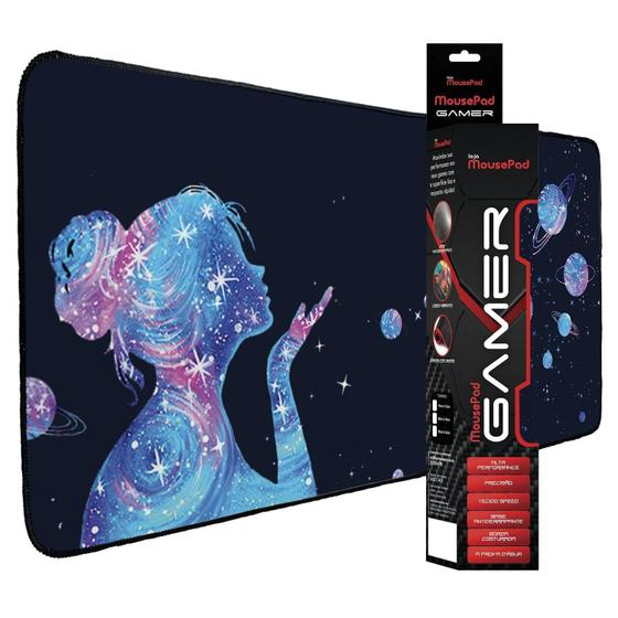 Mouse Pad Gamer Grande Feminino 70X35 Speed Menina Galáxia - Loja Mouse ...