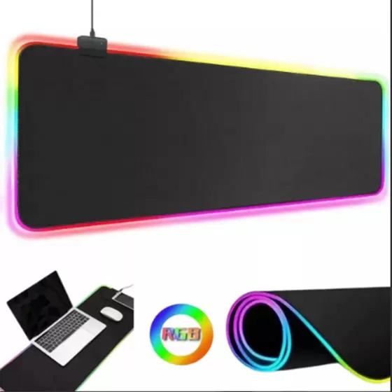 Mouse Pad Gamer Grande Speed Borda Led 7 Coolor Rgb Impermeável 300mm X ...