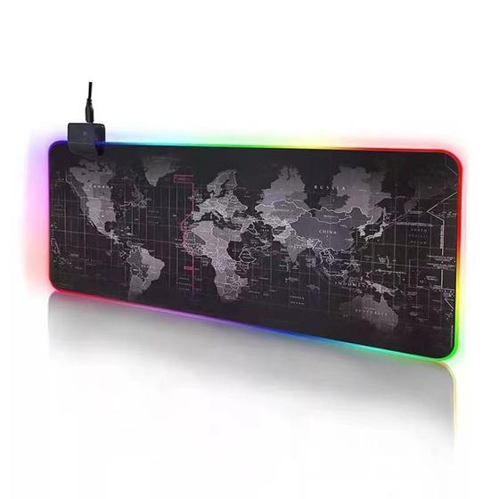 Mouse pad Gamer Led Rgb 7 Cores Tamanho Grande 80 X 30cm MAPA MUNDI ...