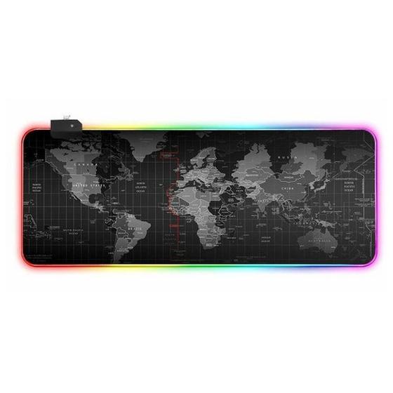 Mouse Pad Gigante Mapa Mundi com Led Bordas Mousepad Gamer - Online ...
