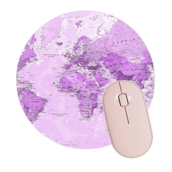 Mouse Pad Redondo Mapa Mundi Roxo Antiderrapante Mundo Roxo - Presentes ...