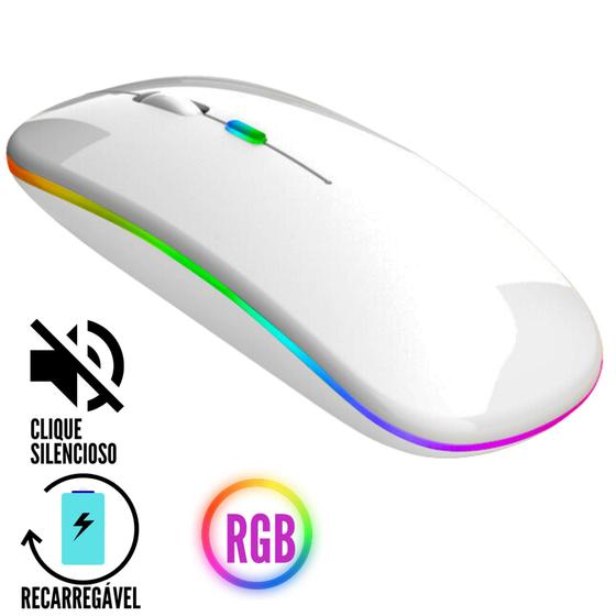 Mouse Sem Fio 2.4 ghz Optico Recarregável Gamer USB Led Rgb Wireless Usb Notebook - Wireless ...