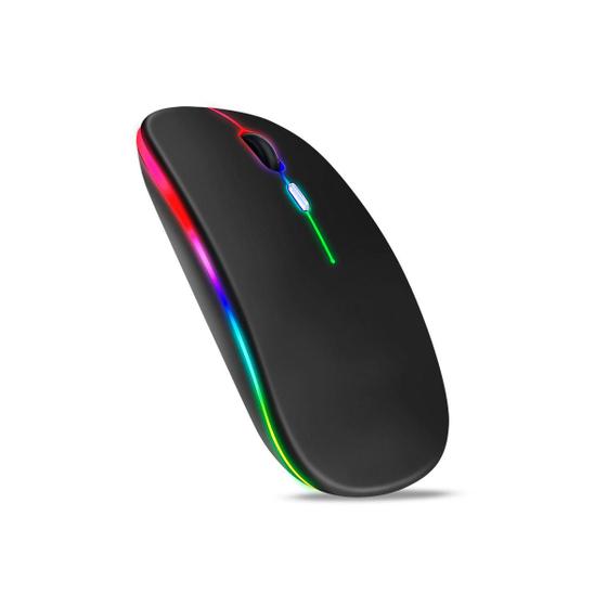 Mouse Sem Fio 2.4 ghz Optico Recarregável Gamer USB Led Rgb Wirelles Usb Notebook - Util - Mouse ...