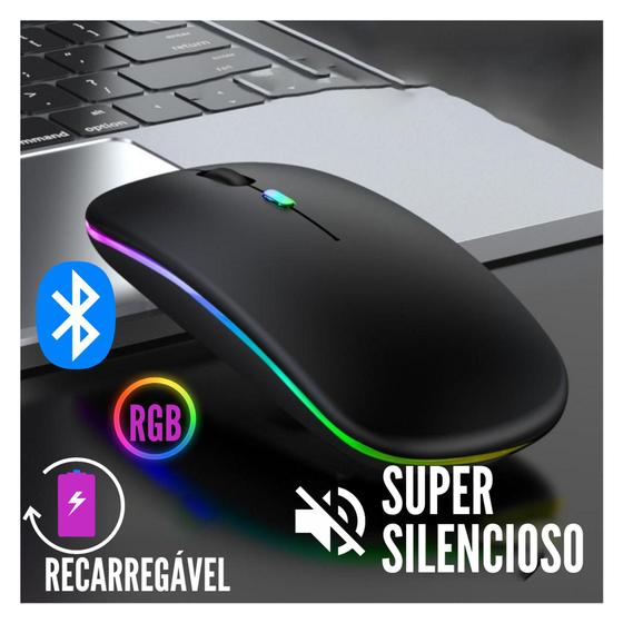 Mouse Sem Fio 2.4 ghz Optico Recarregável Gamer USB Led Rgb Wirelles Usb Notebook - Wireless ...