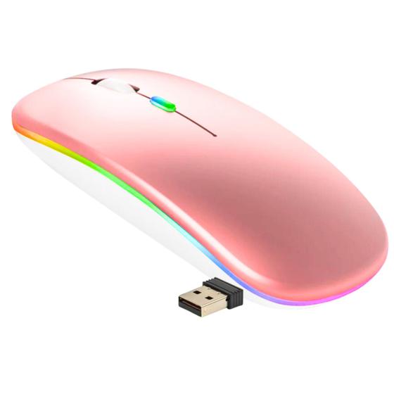 Mouse Sem Fio Recarregável Wireles Optico Led Ergonômico Rgb Silencioso ...