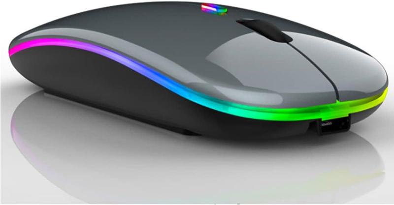 Mouse Sem Fio Recarregável Wireless Led Rgb Colorido Ergonômico Usb 2.4 ...
