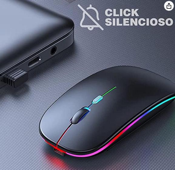 Mouse Sem Fio Rgb Óptico 3200dpi Usb Wireless 2.4ghz Recarregável ...