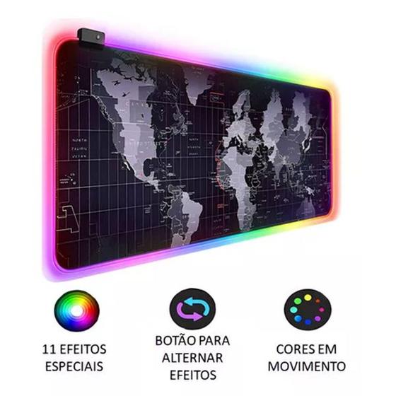 Mousepad Gamer Mapa Mundi RGB - Exbom - Mouse Pad Gamer - Magazine Luiza